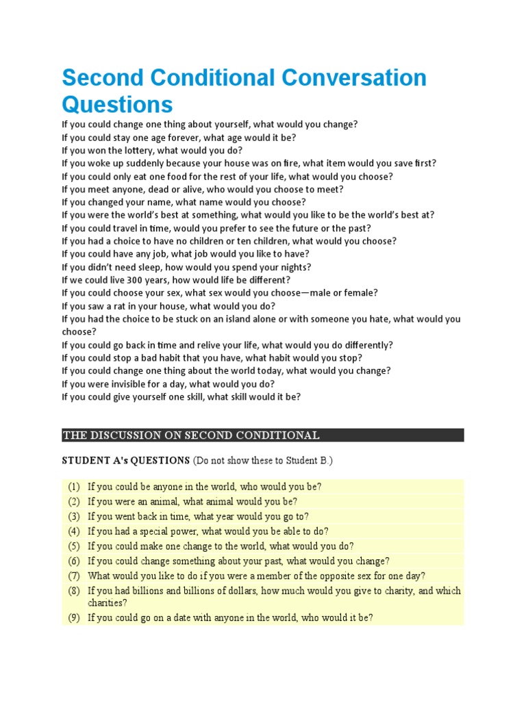 Second Conditional Conversation Questions | PDF