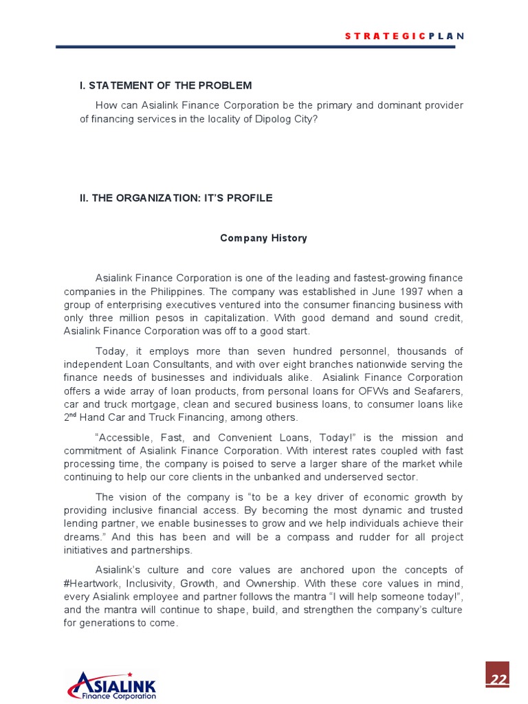 Asialink Finance Corporation | PDF | Strategic Management | Banks