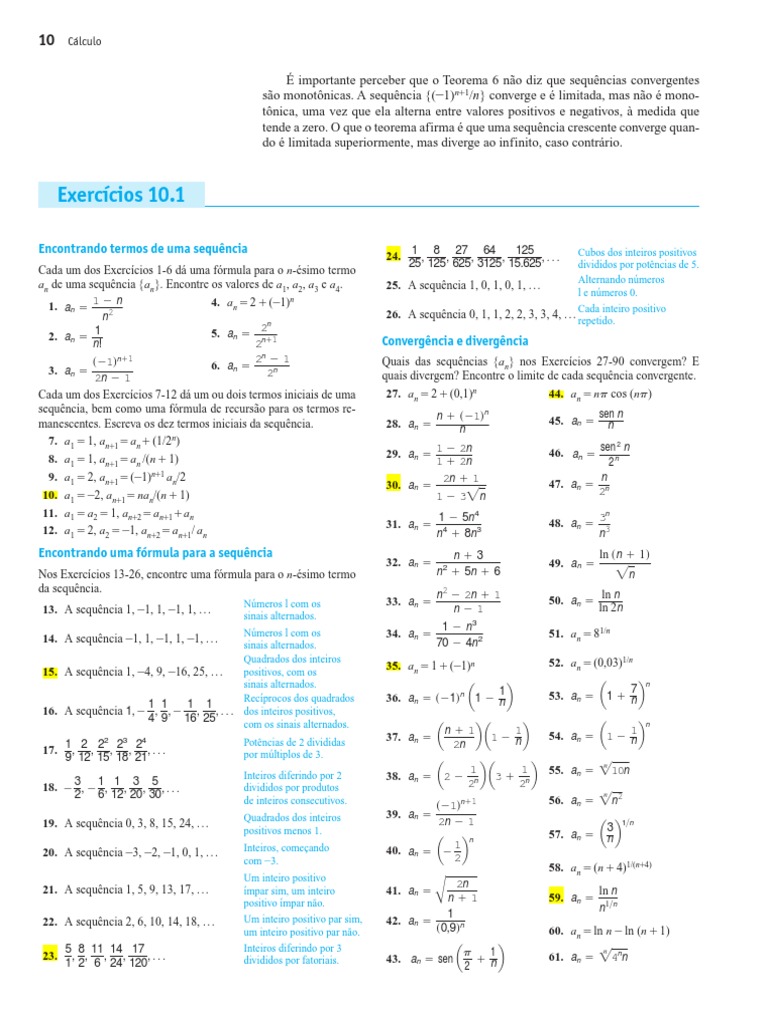 Calc Lista 01 | PDF | Sequência | Limite (Matemática)