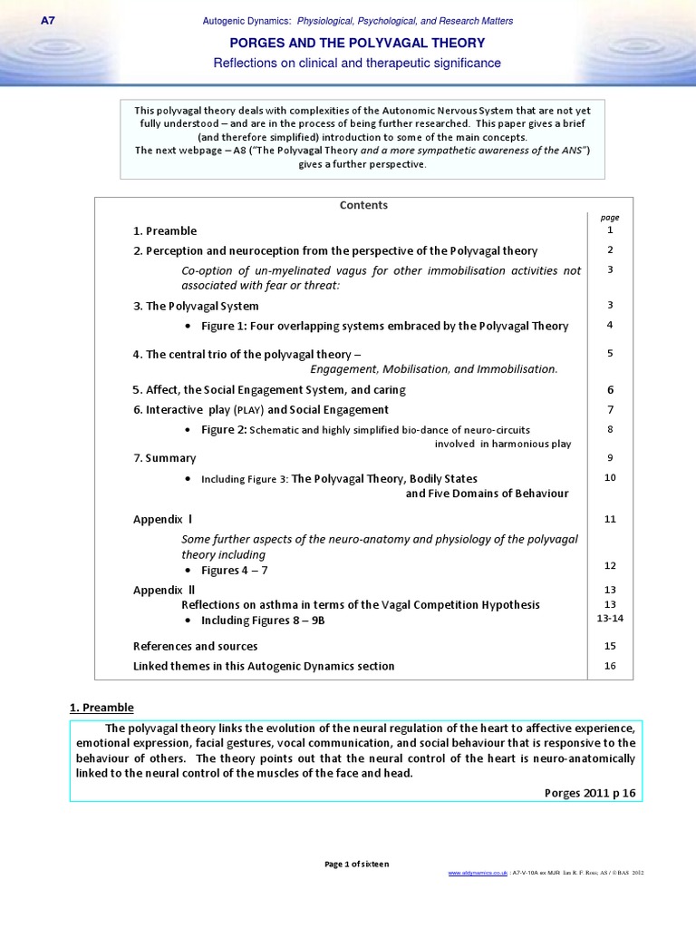 Porges and The Polivagal Theory | PDF | Human Anatomy | Psychology