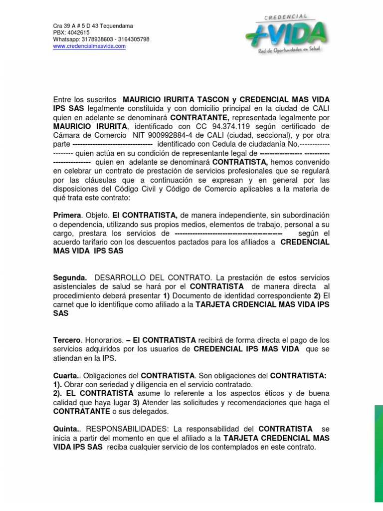Contrato Medico | PDF