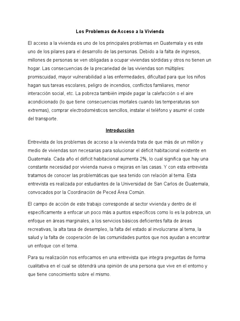 Idea de Una Entrevista Sobre La Vivienda | PDF