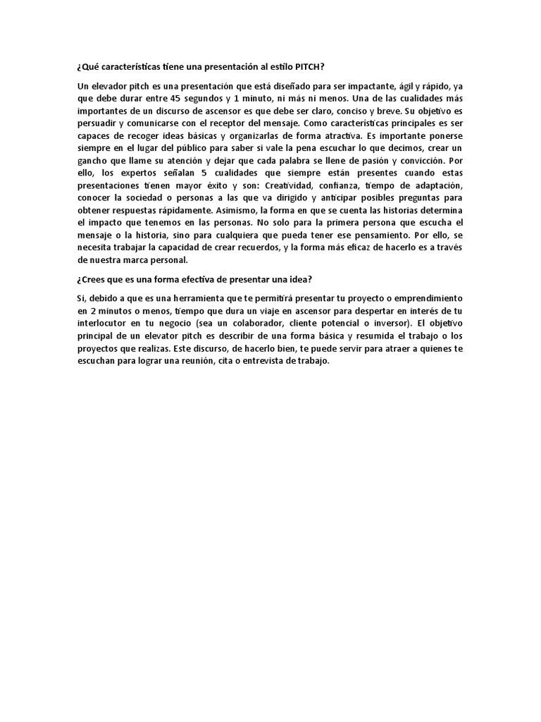 Claves para un Elevator Pitch Efectivo | PDF