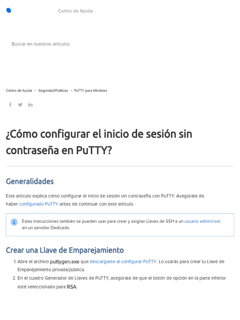 Configurar El Inicio de Sesión Sin Contraseña en PuTTY | PDF | Cubierta segura | Protocolo de ...