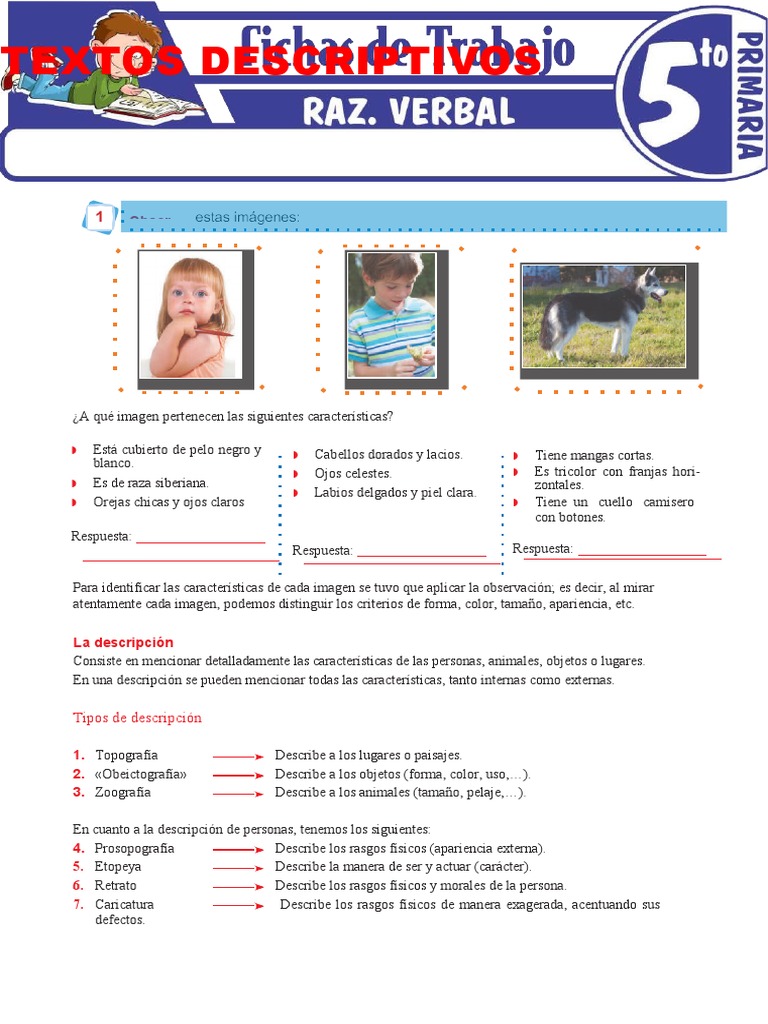 Textos Descriptivos para Quinto Grado de Primaria | PDF