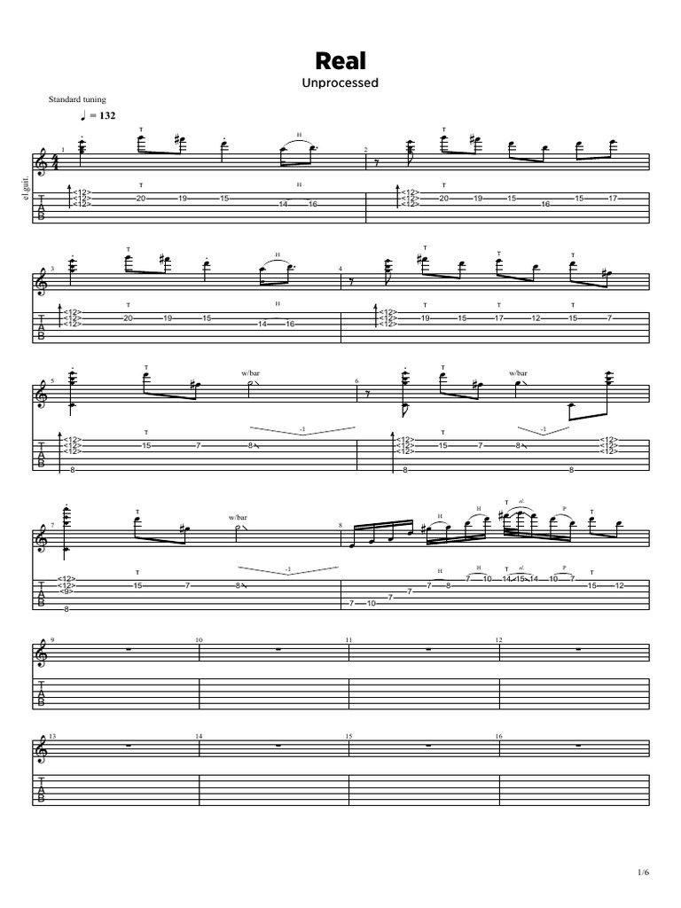 Unprocessed - Real Guitar Tabs | PDF | Guitars | Guitar Family Instruments