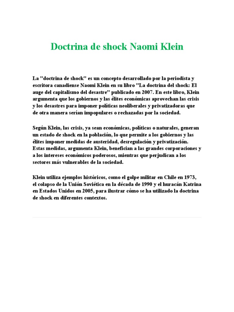 Doctrina de Shock Naomi Klein | PDF | Política