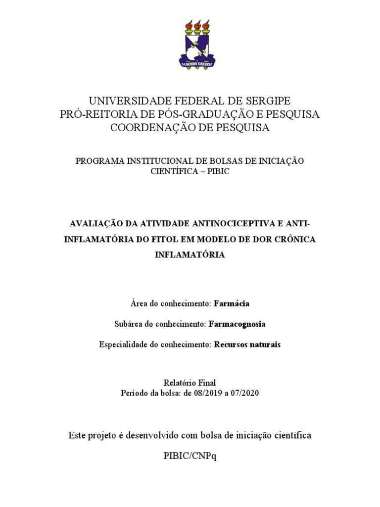 Relatório Final - Fitol (Fabrício) | PDF | Dor | Inflamação
