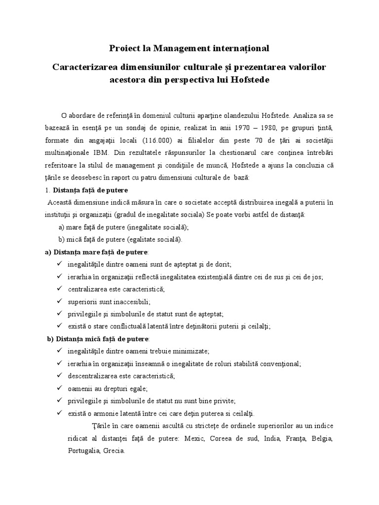 Proiect La Management Internațional | PDF