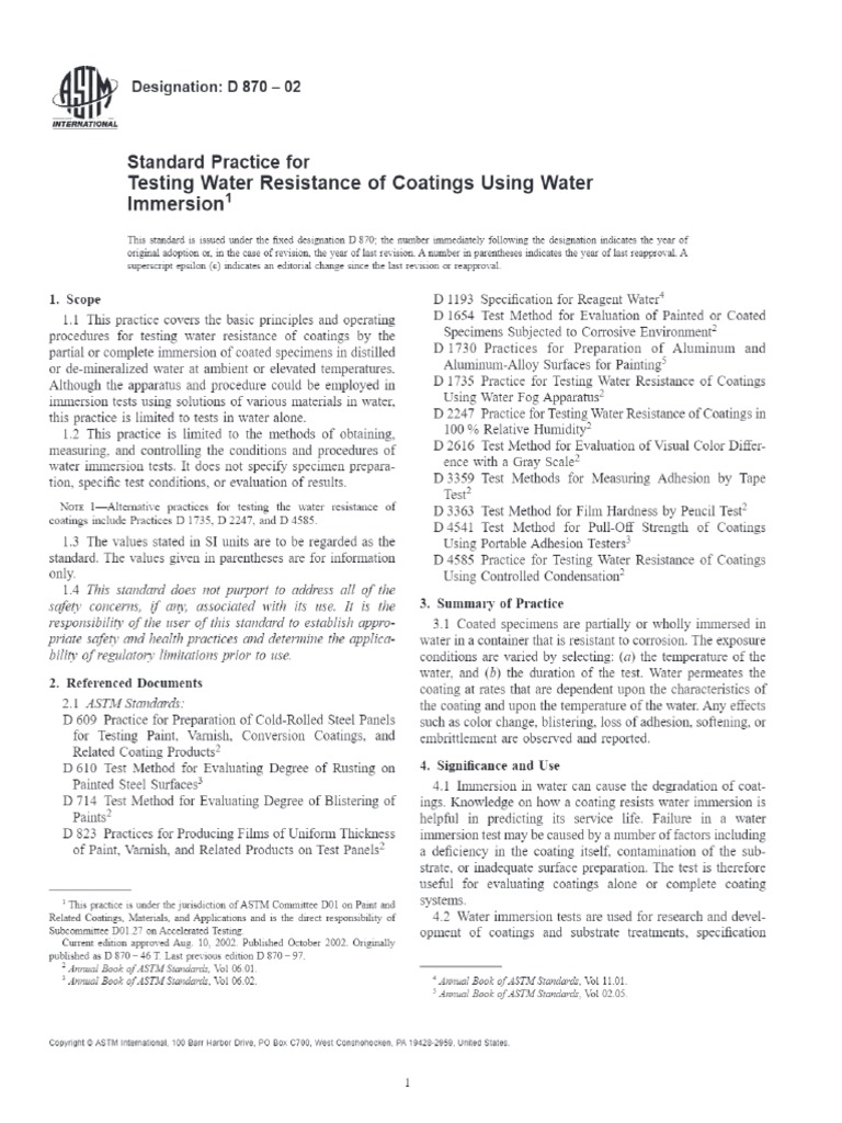 Astm D870 | PDF