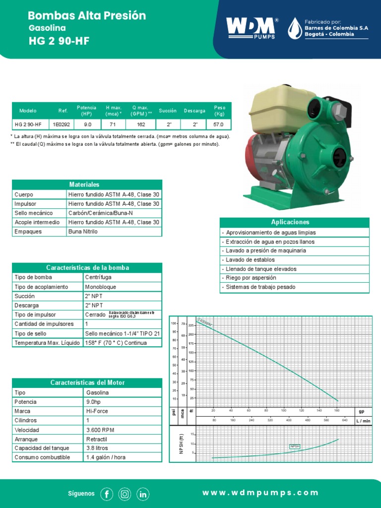 Ficha HG 2 90 HF | PDF | Bomba