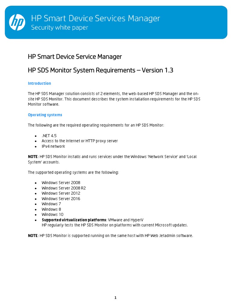 HP Sds Monitor System Requirements 1 3 | PDF | Microsoft Windows | Port ...