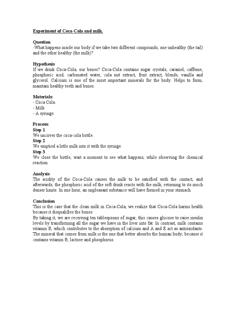 Experiment of Coca | PDF | Wellness
