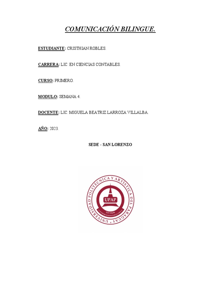 Comunicacion Bilingue Semana 4 | PDF