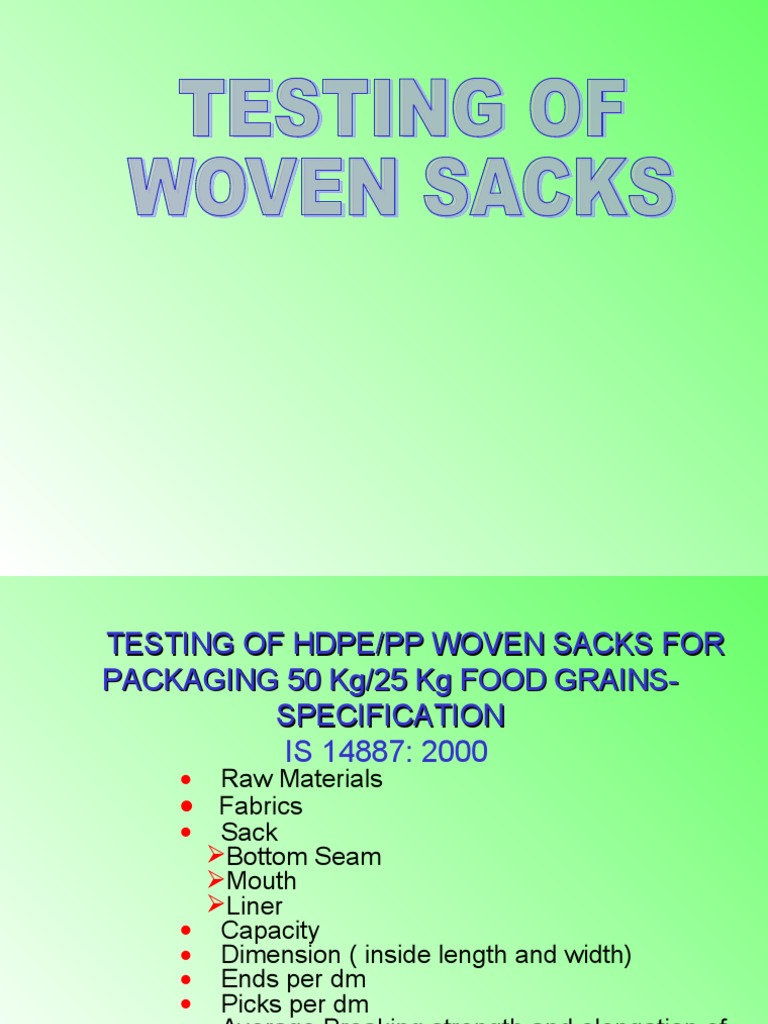 Woven Sack Testing for Food Packaging | PDF | Home & Garden ...