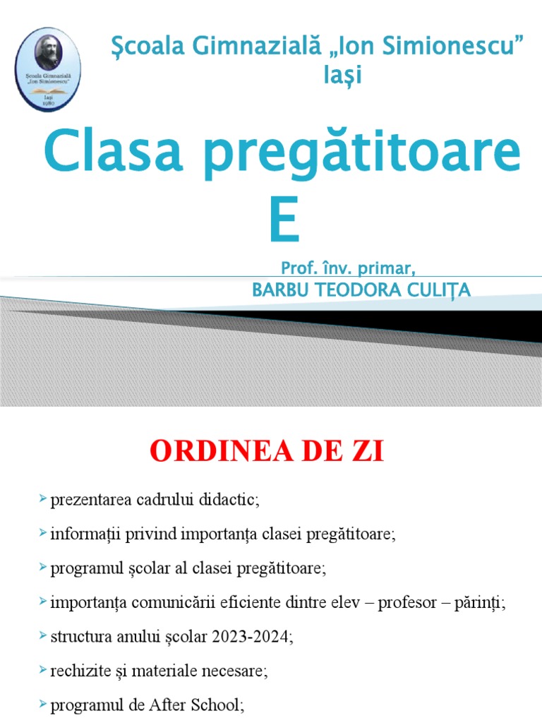Prima Sedinta Cu Parintii CP E | PDF