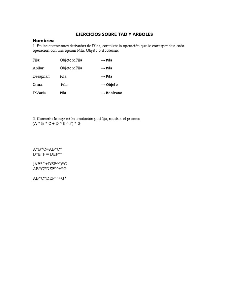 Ejercicios de TAD y Árboles AVL | PDF | Algoritmos y Estructuras de Datos