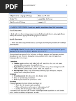 Recipe Writing Lesson Plan for Grade 7 | PDF | Learning | Vocabulary