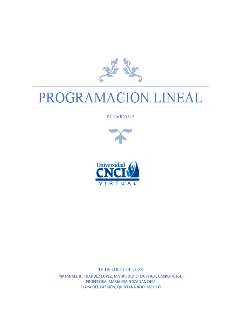 Programación Lineal: Problemas y Soluciones | PDF | Programación lineal ...