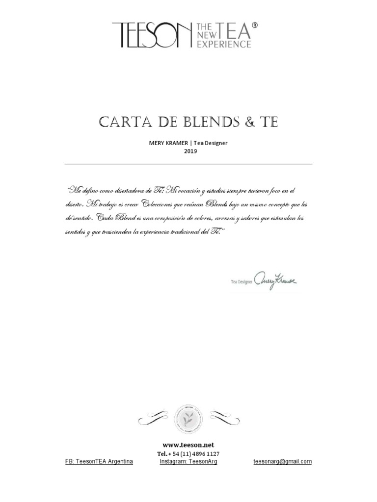 Blends de Té en Teeson | PDF | Té | Cocina vegana