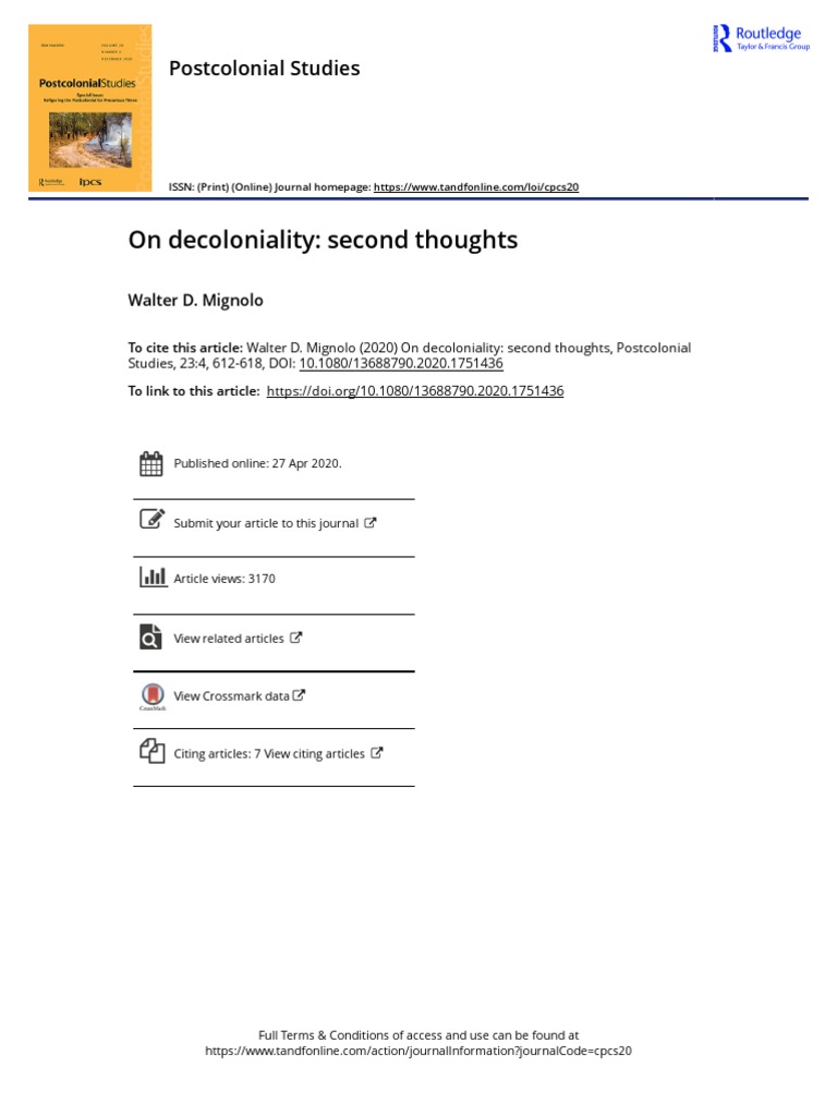 Mignolo's Reflections on Decoloniality | PDF | Politics | Social Science