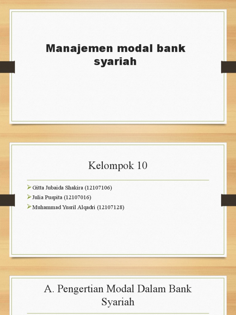 Manajemen Modal Bank Syariah | PDF | Bisnis | Pengelolaan Keuangan & Uang