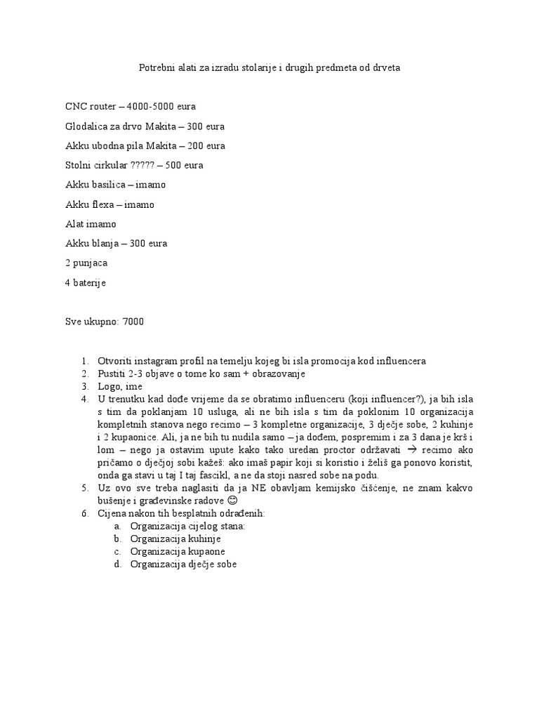 Potrebni Alati Za Izradu Stolarije I Drugih Predmeta Od Drveta | PDF