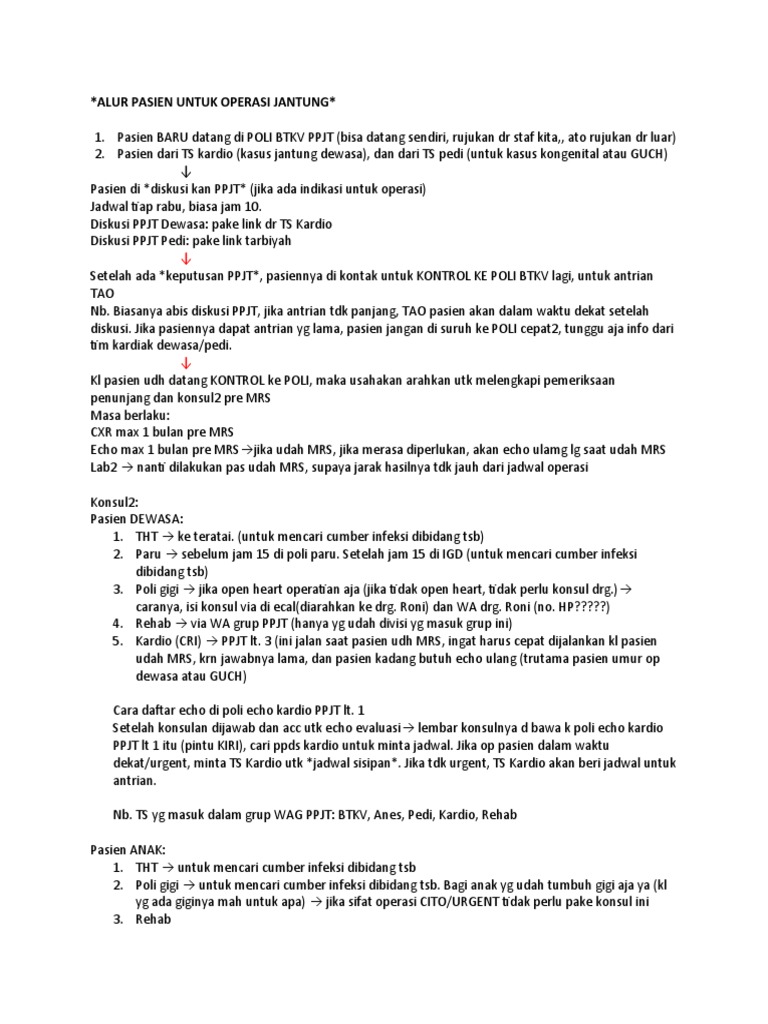 ALUR PASIEN UNTUK OPERASI JANTUNG | PDF