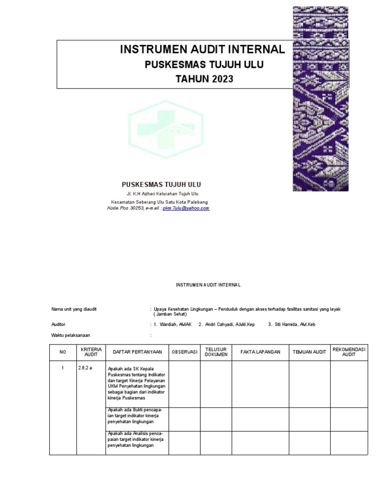 Instrumen Audit 7 Ulu 2023 | PDF