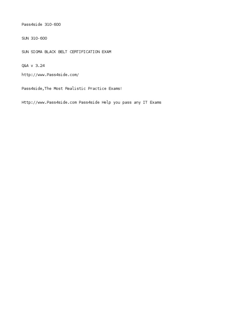 Sun Sigma Black Belt Exam Insights | PDF | Six Sigma | Linear Regression