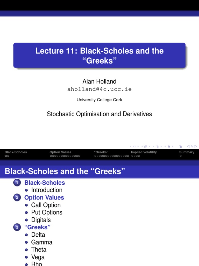 4.black Scholes - Greeks | PDF