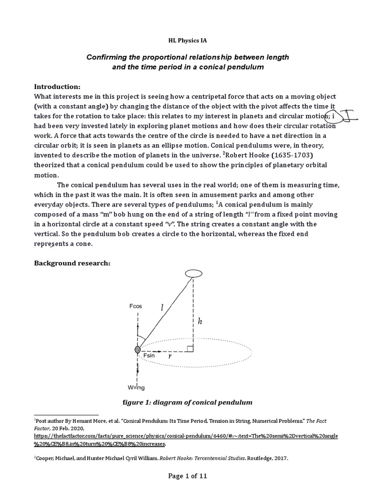 Physics IA Conical Pendulum | PDF | Pendulum | Force
