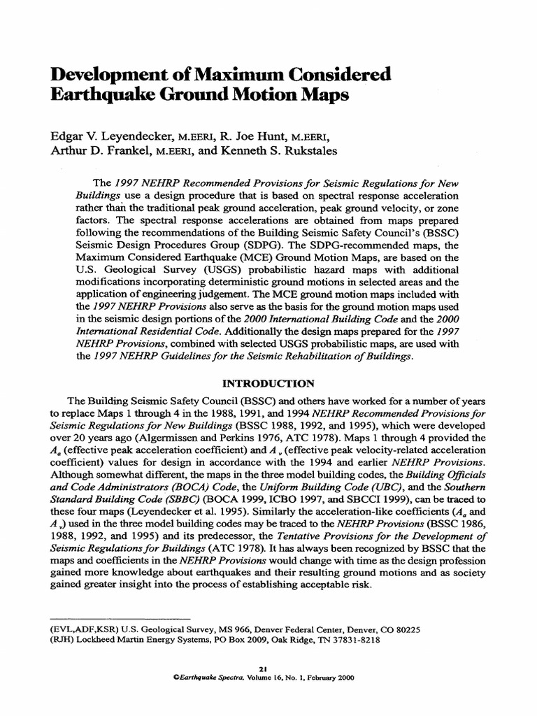 Development - of - US - MCE - Ground - Motion - Maps, LEYENDECKER | PDF