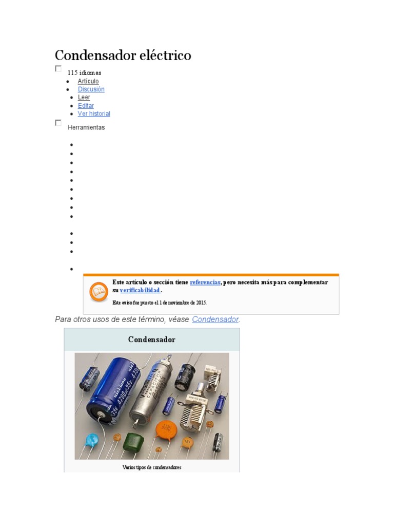 Condensador Eléctrico | PDF | Condensador | Capacidad