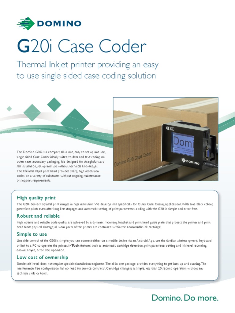 Domino G20i OCC Datasheet (UK) 100616 | PDF | Printer (Computing ...