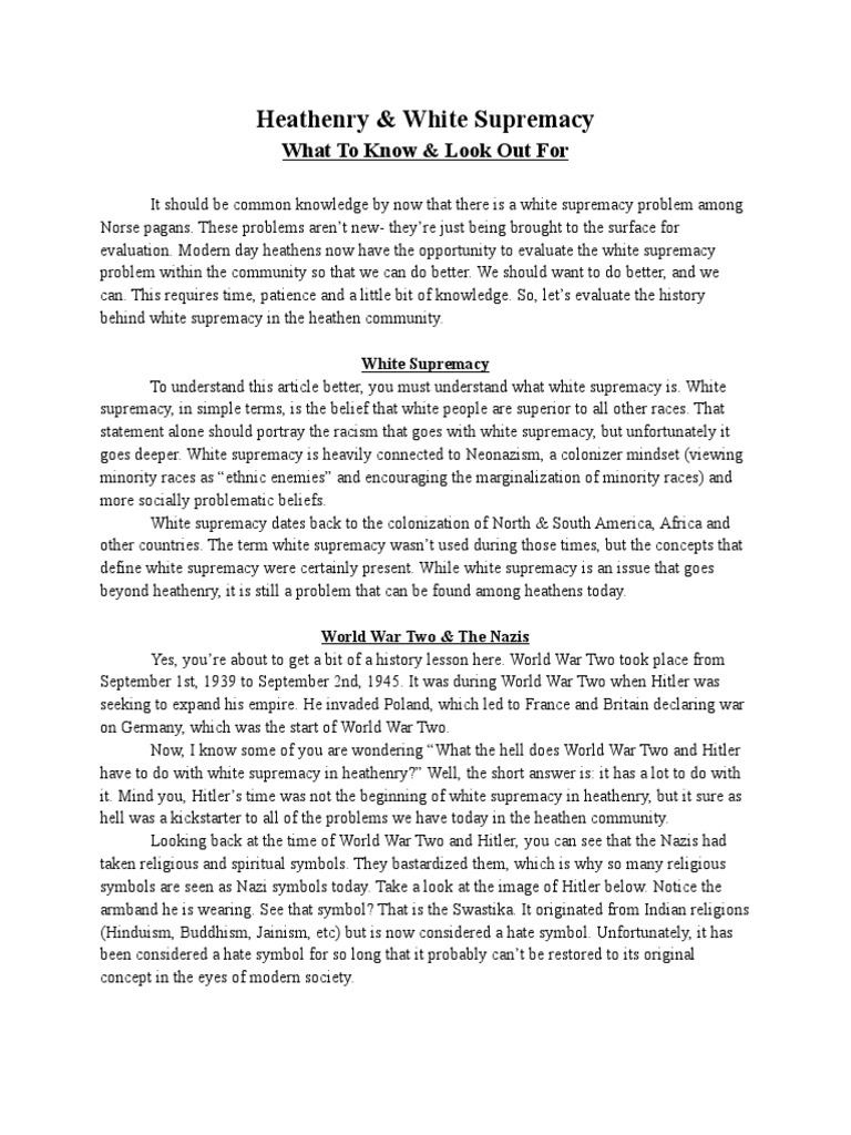 Heathenry's White Supremacy Issue | PDF | Heathenry (New Religious ...