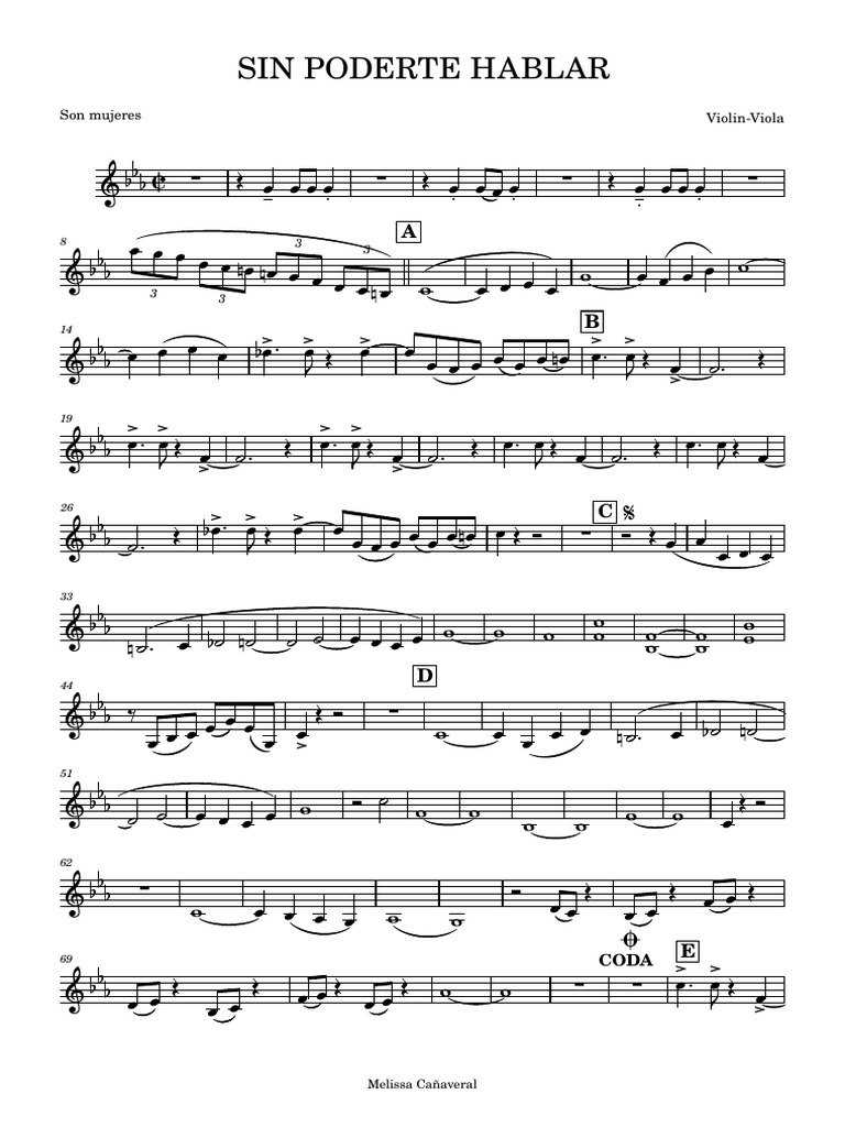 Sin Poderte Hablar Violin Viola | PDF