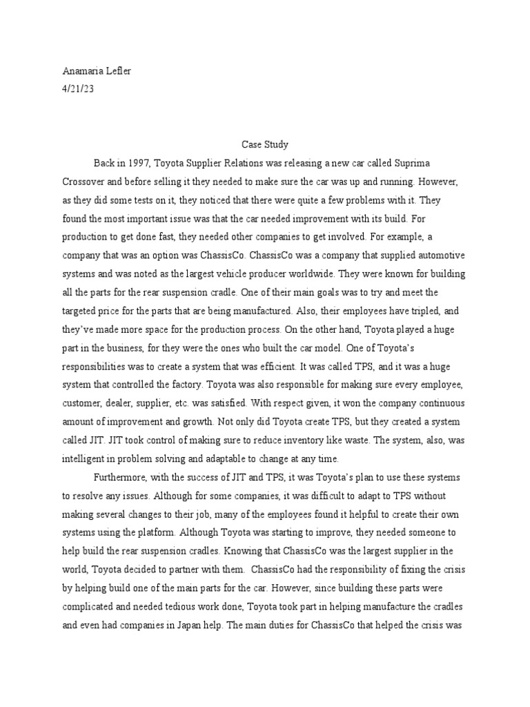 Case Study 1 | PDF | Lean Manufacturing | Toyota