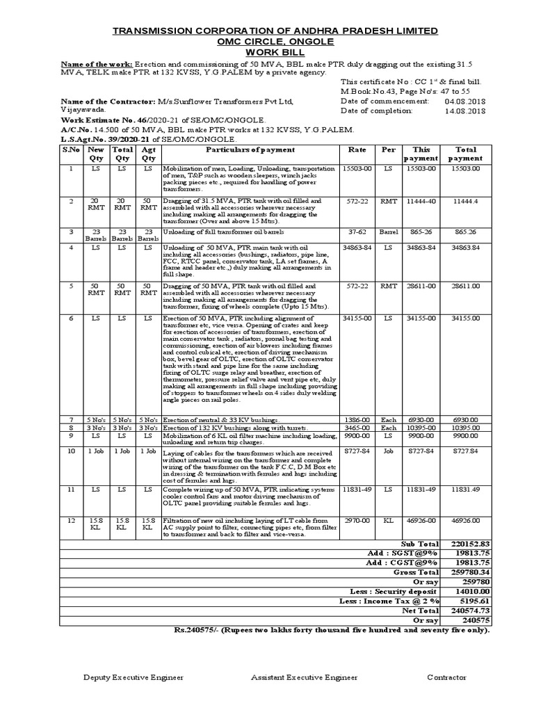 50 Mva, BBL, Y.g.palem | PDF | Transformer | Manufactured Goods