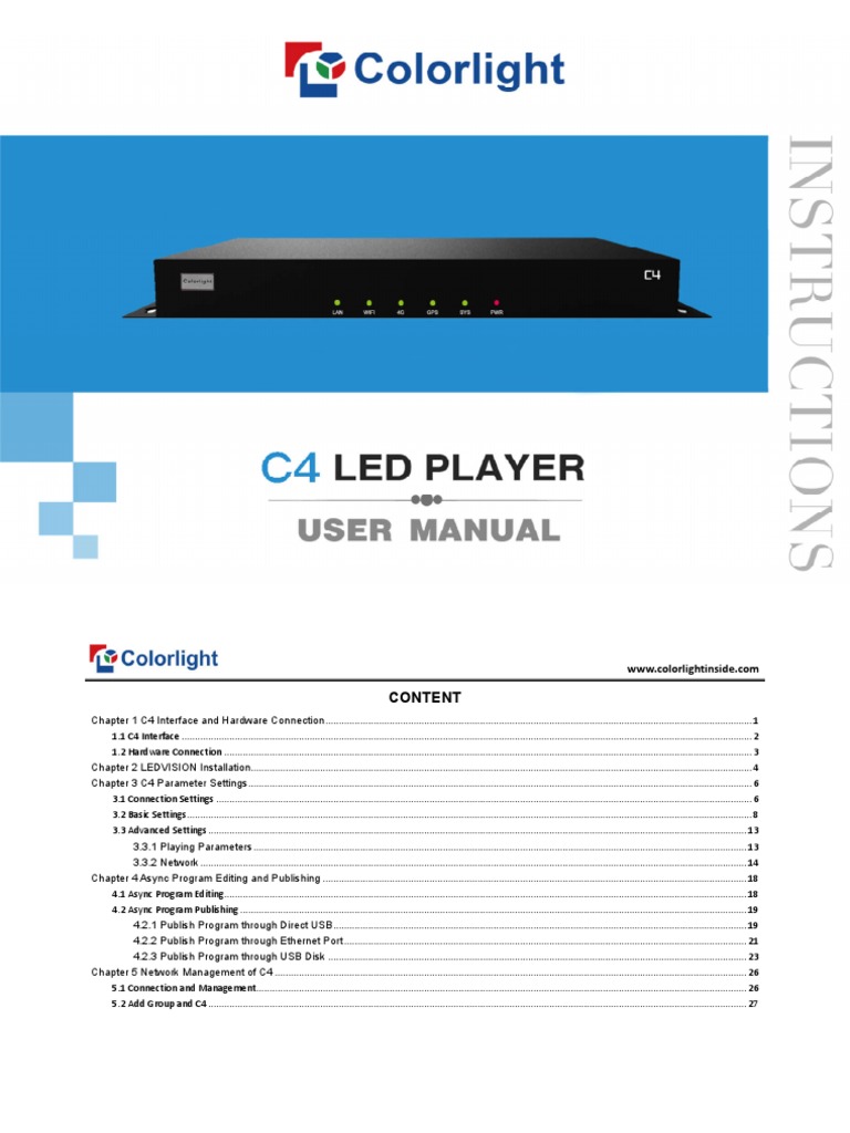 Colorlight C4 Cloud Server LED Player User Manual | PDF | Wi Fi ... Colorlight C4 Cloud Server LED Player User Manual | PDF | Wi Fi ...