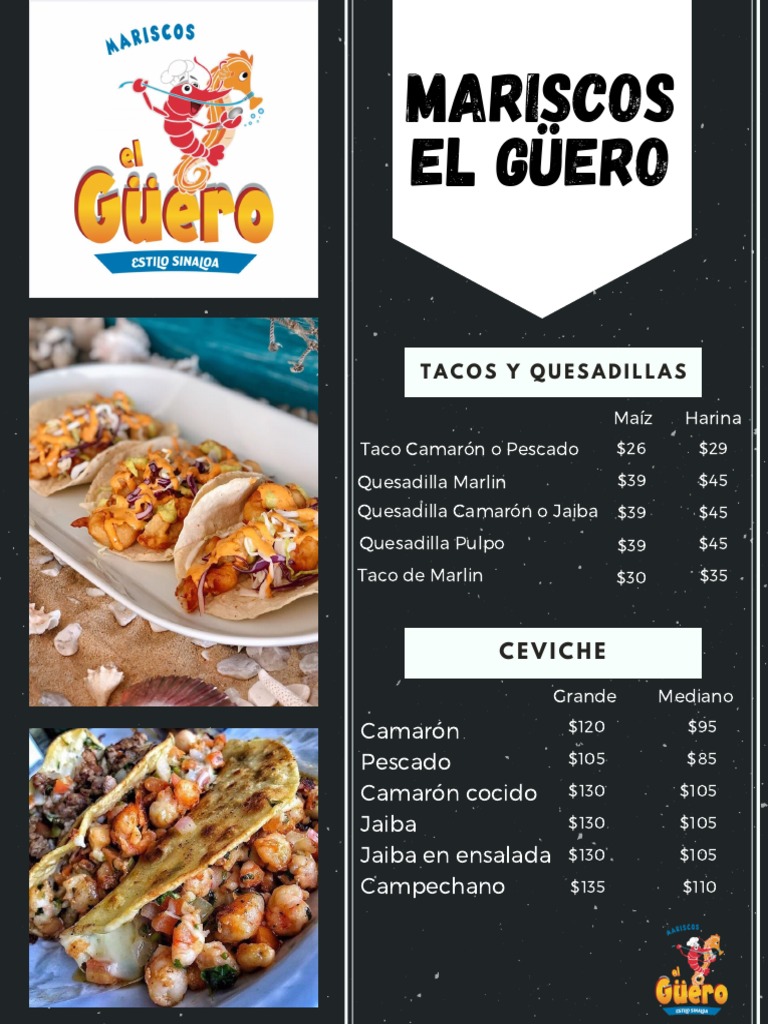 Menu Mariscos El Guero 1 | PDF | Mariscos | Cocina occidental