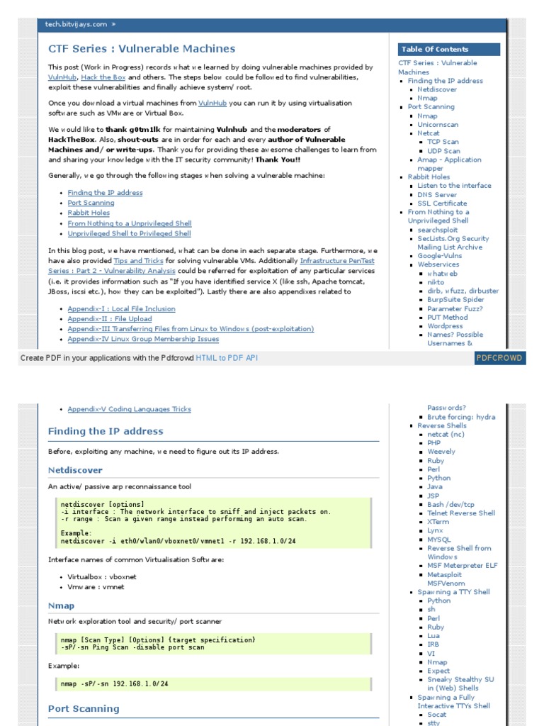 CTF Series - Vulnerable Machines | PDF | Port (Computer Networking ...