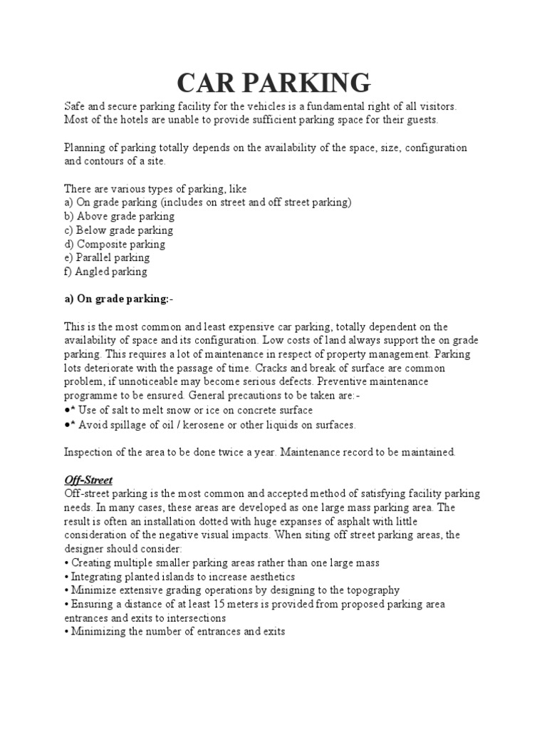 Car Parking | PDF | Parking | Parking Lot