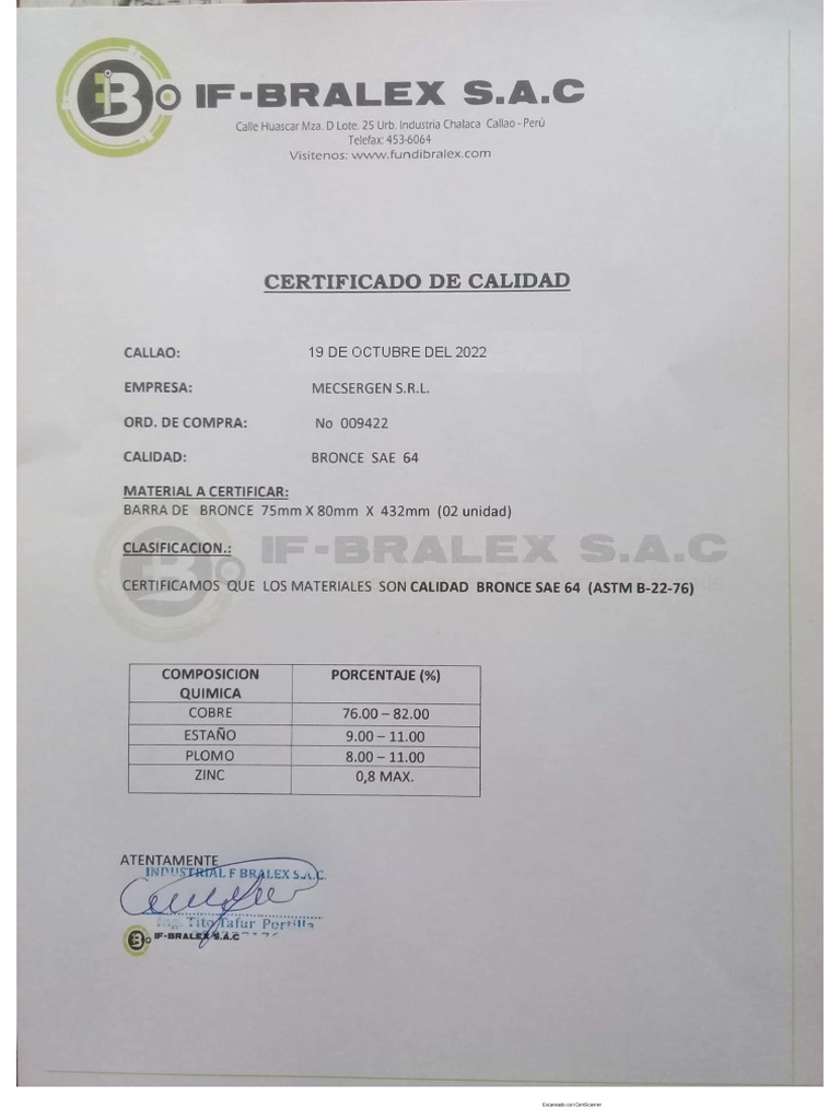 Bronce Sae 64 Mecsergen | PDF