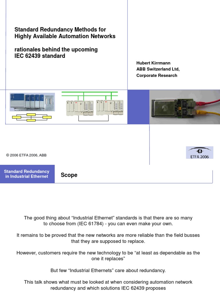 Redundancy in Industrial Ethernet Networks | PDF | Fault Tolerance ...