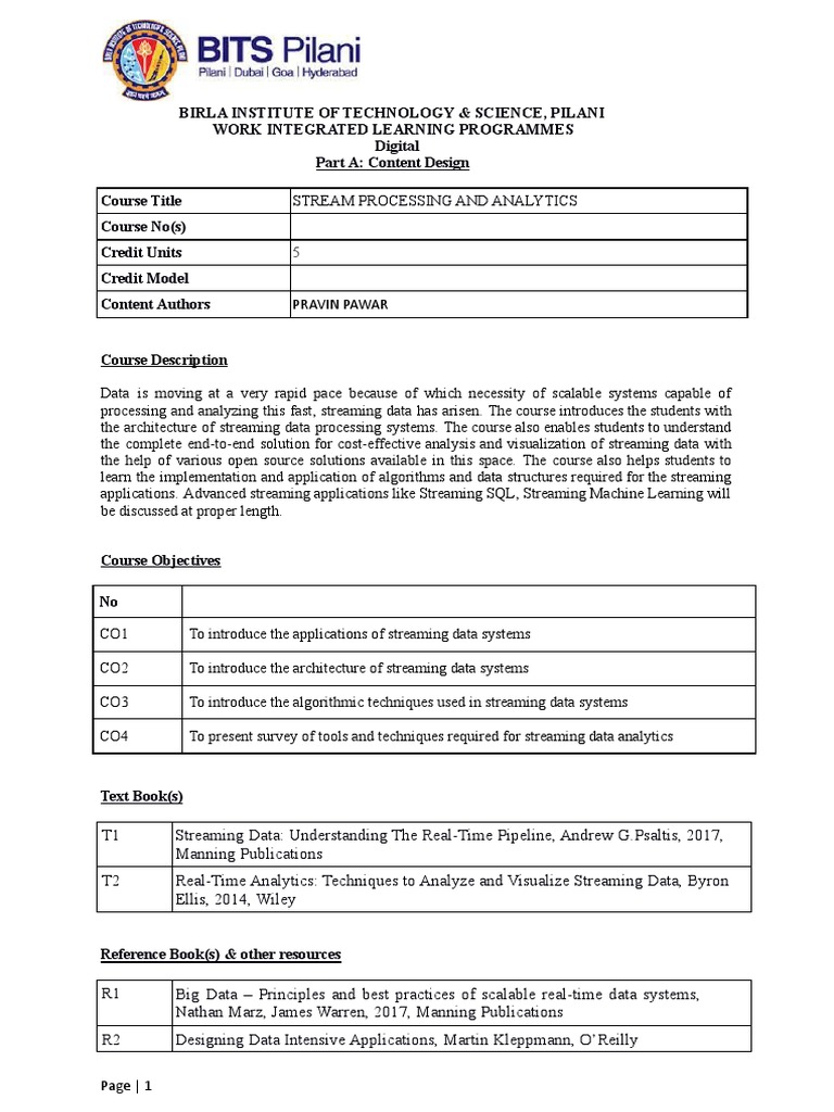 Stream Processing and Analytics - Regular-HO | PDF | Apache Spark | Analytics