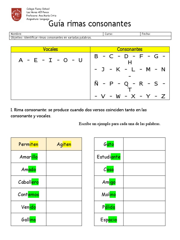 Guía Rimas Consonantes | PDF
