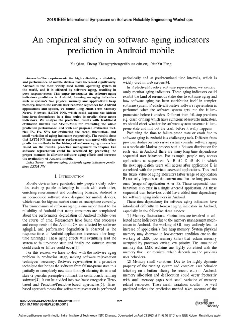 An Empirical Study On Software Aging Indicators Prediction in Android Mobile | PDF | Errors And ...