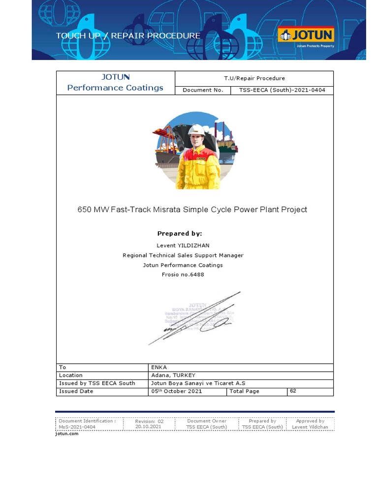 TSS EECA SOUTH-MoS 404-Touch Up Repair Procedure-MISURATA CCPP Project - Rev02-Unlocked | PDF ...