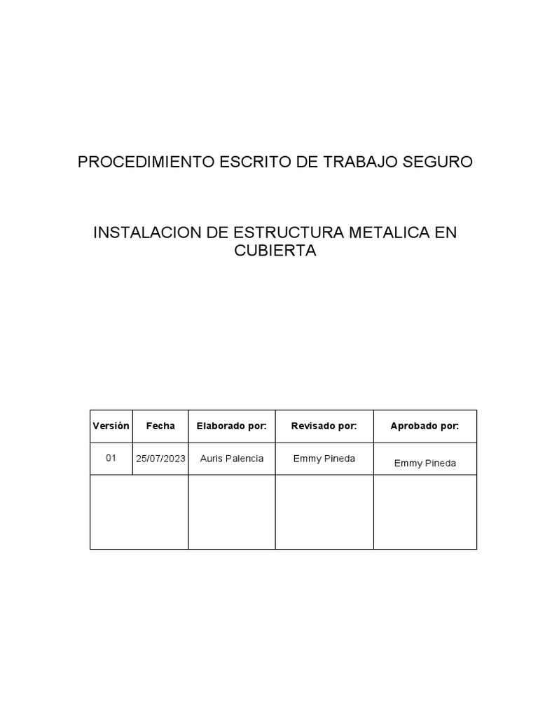 Procedimiento Escrito de Trabajo Seguro | PDF Procedimiento Escrito de Trabajo Seguro | PDF